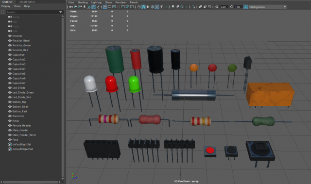 electronic components 3D Model in Parts 3DExport