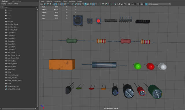 electronic components 3D Model in Parts 3DExport