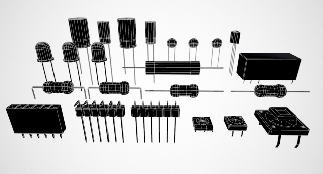 electronic components 3D Model in Parts 3DExport
