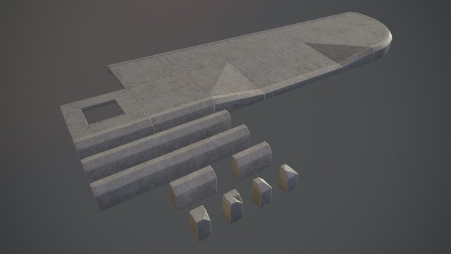 sidewalk - modular set 4 low poly 3D Model in Cityscapes 3DExport