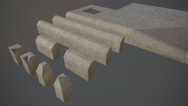 sidewalk - modular set 4 low poly 3D Model in Cityscapes 3DExport