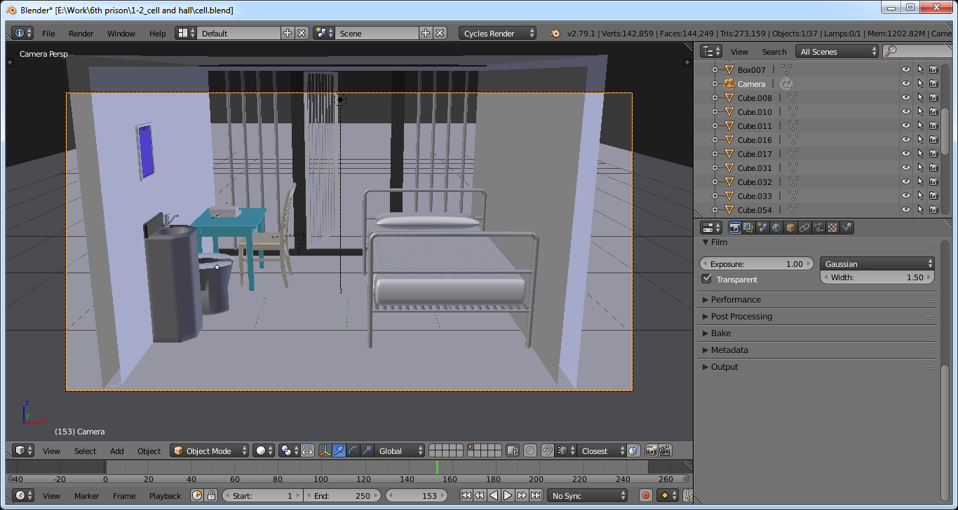 Prison cell 3D Model in Bedroom 3DExport