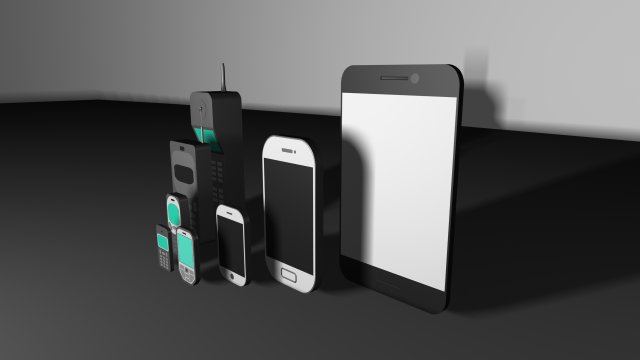 mobile phones evolution 3D Model in Phone and Cell Phone 3DExport