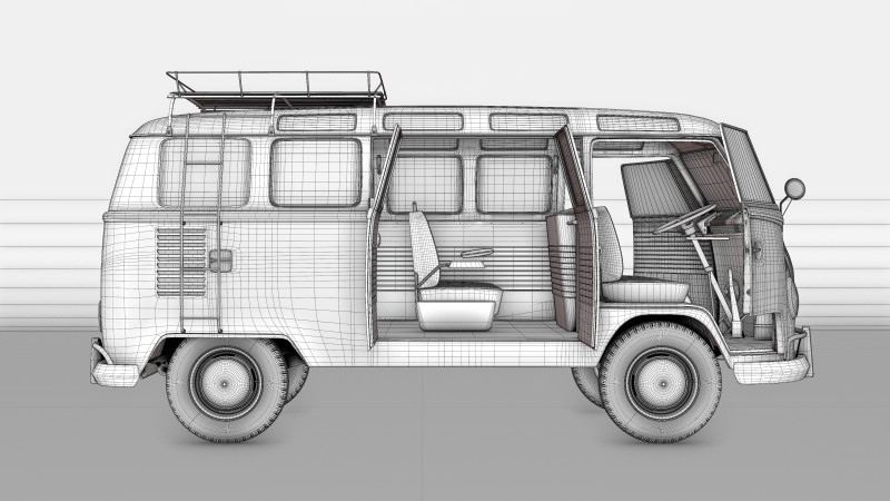 Volkswagen-T1 With full Interior 3D Model in Van and Minivan 3DExport