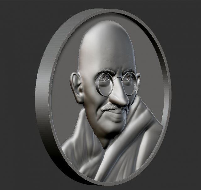 Mahatma Gandhi relief model 3D Print Model in Coins and Badges 3DExport