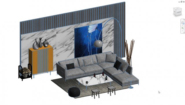 revit family setting area 3D Model in Hall 3DExport