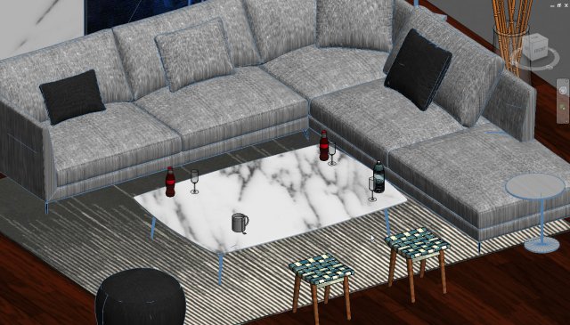 revit family setting area 3D Model in Hall 3DExport