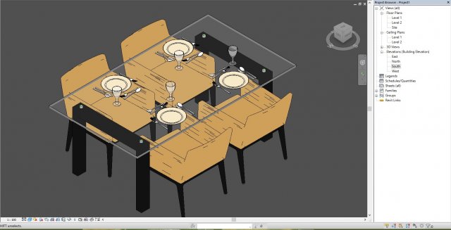 revit dinning table with chairs 3d 3D Model in Kitchen 3DExport