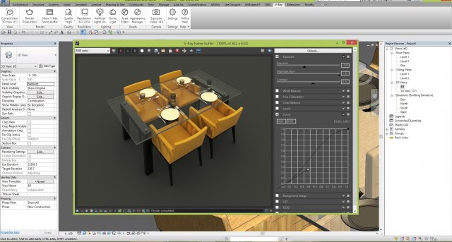 revit dinning table with chairs 3d 3D Model in Kitchen 3DExport