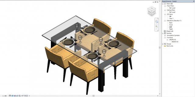 revit dinning table with chairs 3d 3D Model in Kitchen 3DExport