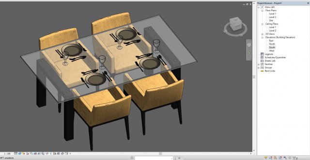 revit dinning table with chairs 3d 3D Model in Kitchen 3DExport