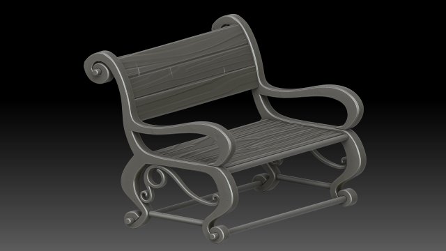 Stylized bench 3D Model in Fantasy 3DExport