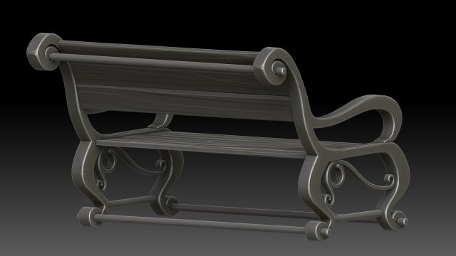 Stylized bench 3D Model in Fantasy 3DExport