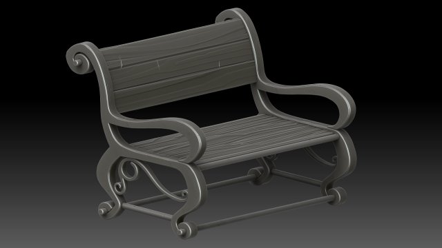 Stylized bench 3D Model in Fantasy 3DExport