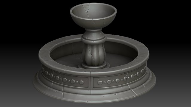 Stylized fountain 3D Model in Fantasy 3DExport