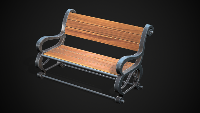 Stylized bench 3D Model in Cityscapes 3DExport