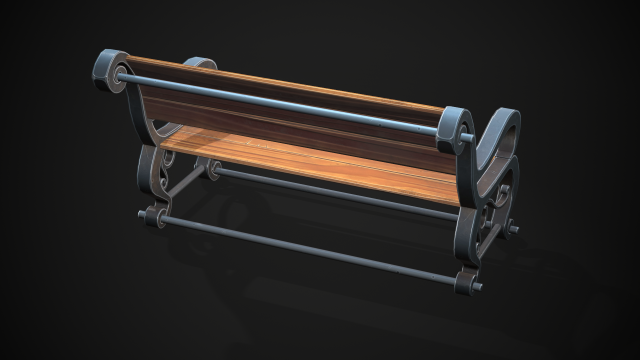 Stylized bench 3D Model in Cityscapes 3DExport