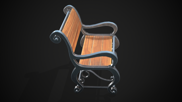 Stylized bench 3D Model in Cityscapes 3DExport