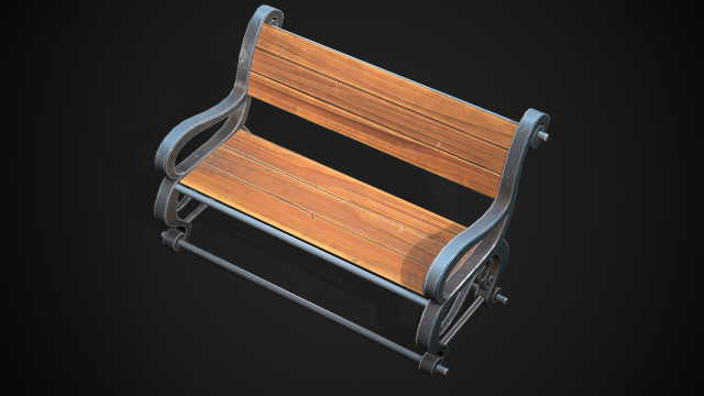 Stylized bench 3D Model in Cityscapes 3DExport
