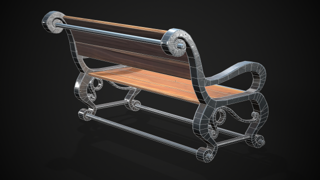 Stylized bench 3D Model in Cityscapes 3DExport