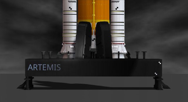 The Space Launch System SLS NASAs Artemis I Moon Rocket with platform ...