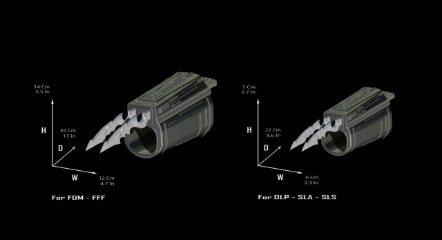 Predator Gauntlet Forearm Right two versions File STL-OBJ for 3D ...