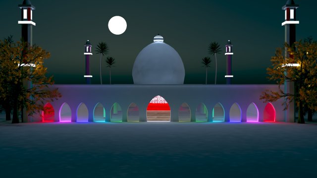 ramadan kareem mosque with interior 3D Model in Landmarks 3DExport