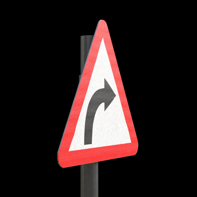 right hand curve roadsign 3D Model in Race Track 3DExport
