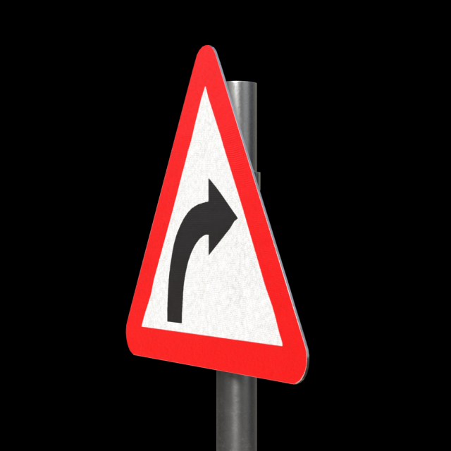 right hand curve roadsign 3D Model in Race Track 3DExport