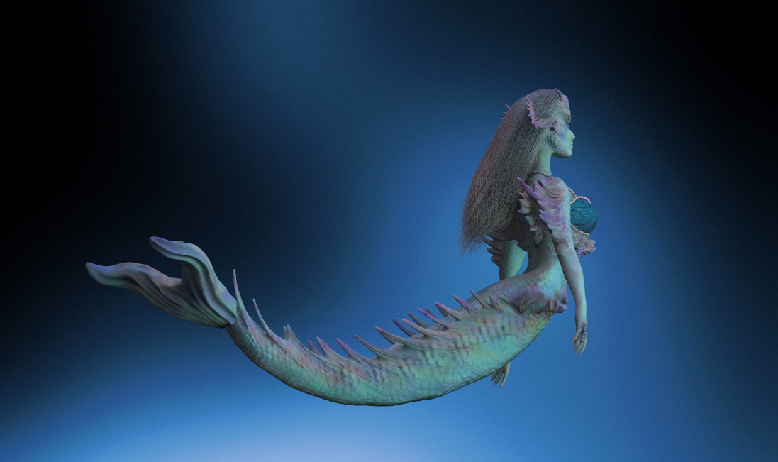 mermaid high poly and 3d print 3D Model in Fantasy 3DExport