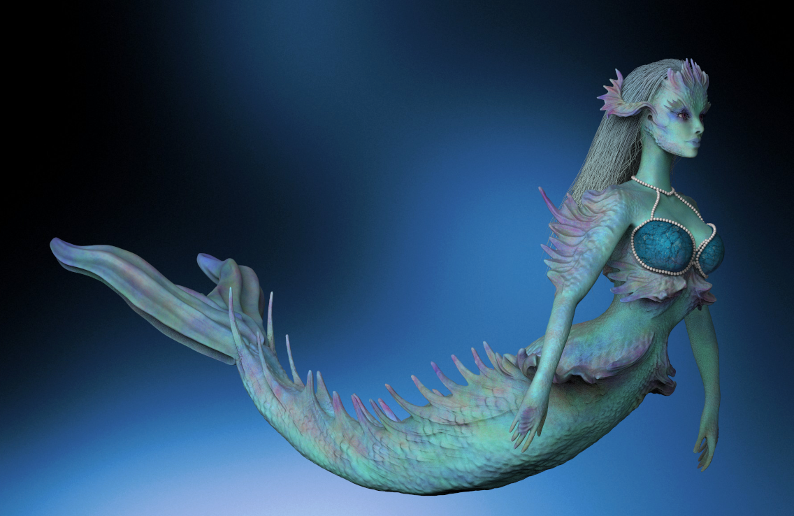 mermaid high poly and 3d print 3D Model in Fantasy 3DExport
