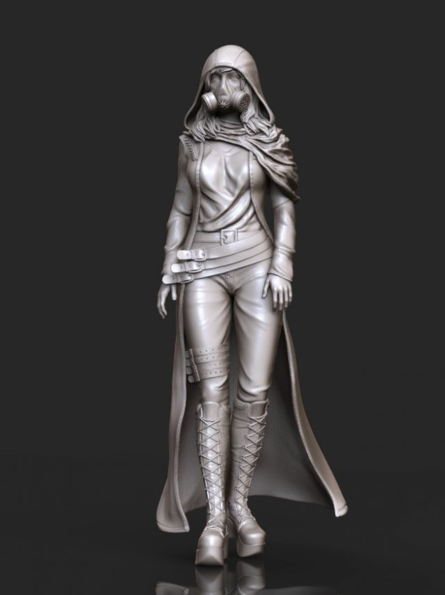 woman in gas mask 3d print model stl and high poly 3D Print Model in ...