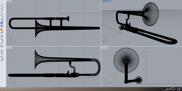 trombone no1 Free 3D Model in Brass 3DExport