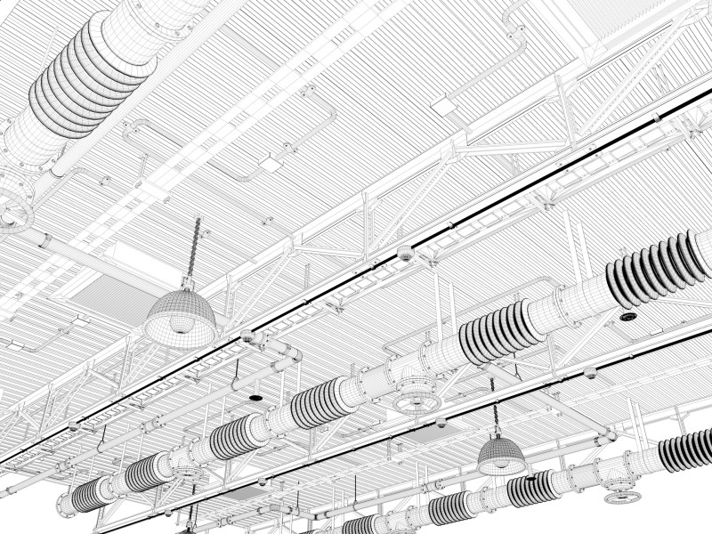 Ceiling Ventilation Pipes 4 3D Model in Store Spaces 3DExport