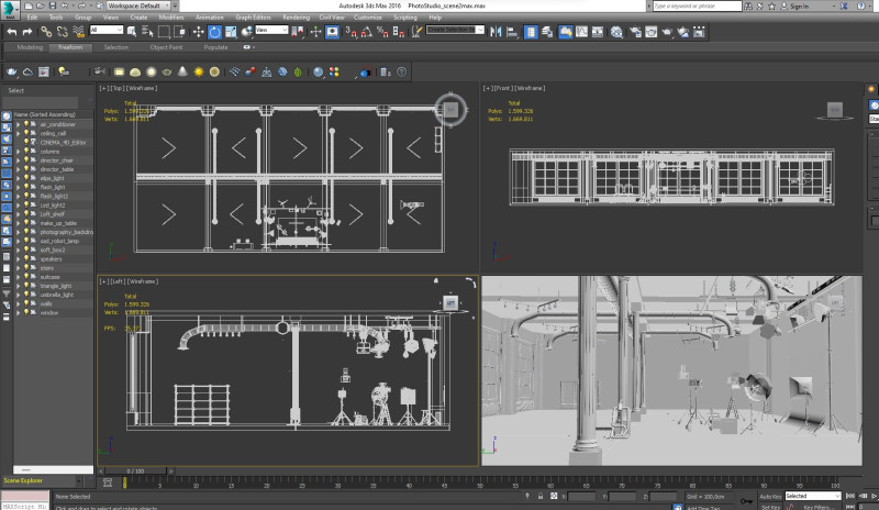 Photography Studio Scene 2 3D Model in Studio and Stage 3DExport