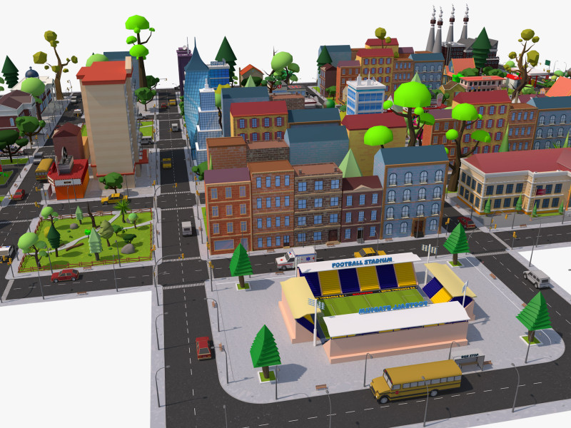Cartoon City 3D Model in Buildings 3DExport