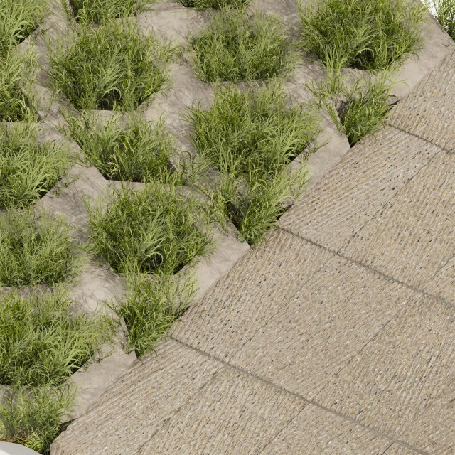 Collection plant vol 499 - concrete - tileable - grass Model 3D in Rumput dan penutup Tanah 3DExport