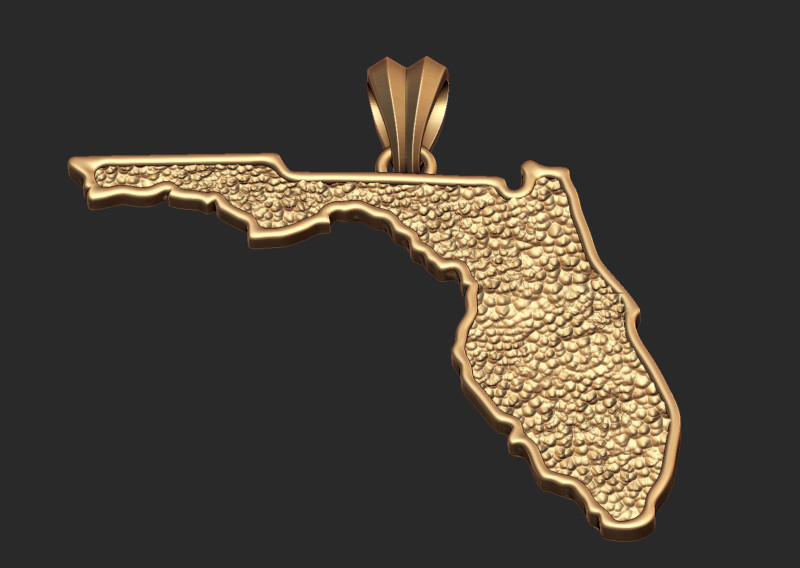 Plain Florida Hammer Texture Pendant 3D Print Model in Pendants 3DExport
