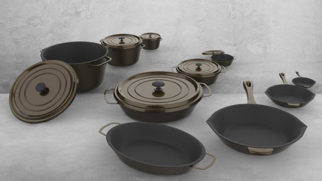Cast iron cookware 3D Model in Kitchen 3DExport