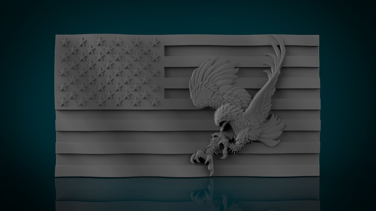 american flag and eagle stl model for cnc and 3d printer 3D Принт ...