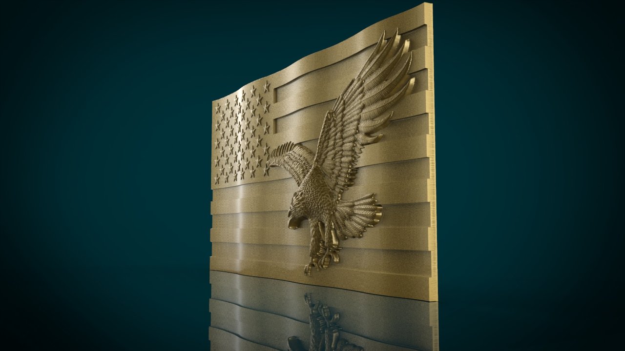 american flag and eagle stl model for cnc and 3d printer 3D Print ...