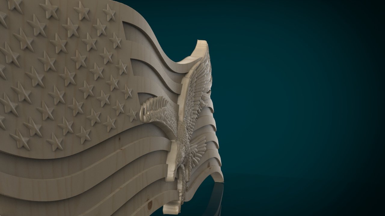 American Flag and Eagle stl model for cnc and 3d printer 3D-Modell in ...
