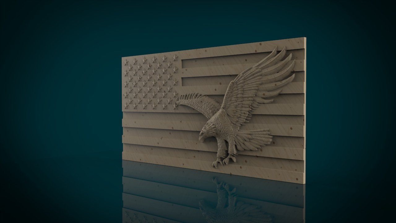 american flag and eagle stl model for cnc and 3d printer 3D 打印模型 in 标志和 ...