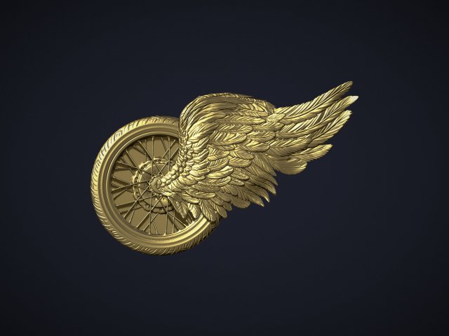 Winged wheel 3D Print Model in Signs and Logos 3DExport