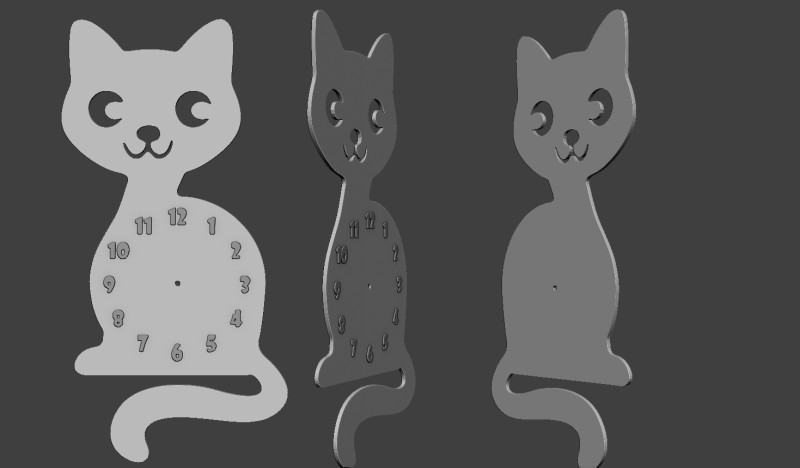 Cute cat wall clock 3D Model in Decoration 3DExport