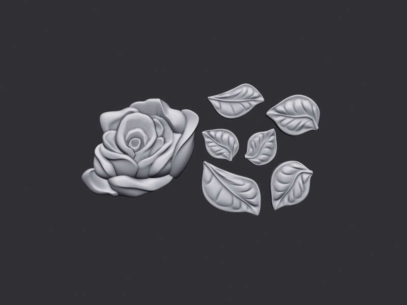 Rose Bas Relief 3D Print Model in Sculpture 3DExport