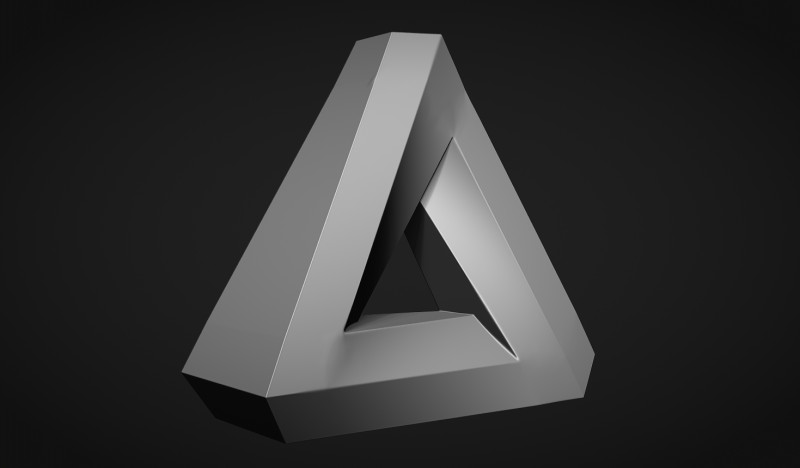 Impossible Triangle - Penrose triangle bas relief 3D Print Model in ...