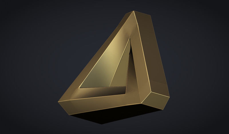 Impossible Triangle - Penrose triangle bas relief 3D Print Model in ...