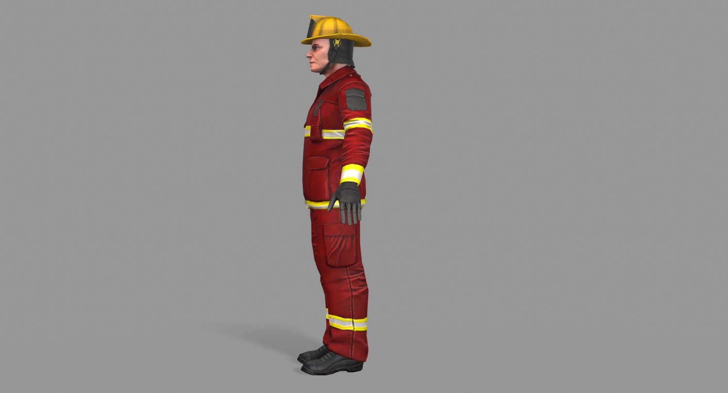 Fire Fighter 3D Model in Man 3DExport