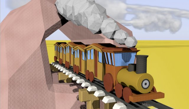 cartoon animated train 3D Model in Train 3DExport